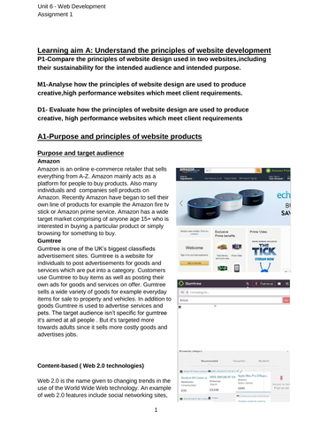 IT BTEC LEVEL 3 - Unit 6: Web Development - Learning Aim: A | Teaching ...