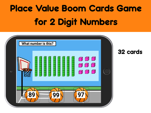 Place Value Boom Cards Game for 2 Digit Numbers | Teaching Resources