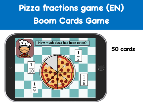 Identifying fractions Boom Cards Game - Pizza (EN) | Teaching Resources