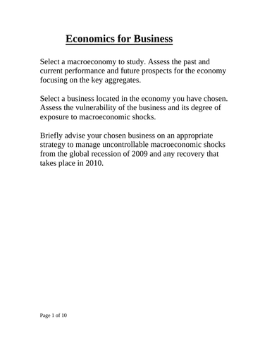 University - Economics for business - example and illustrative analysis ...