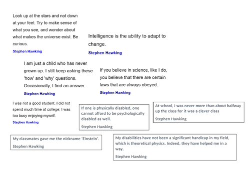 Stephen Hawking Biography Unit of Work | Teaching Resources