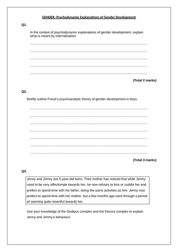 FREUD'S PSYCHODYNAMIC EXPLANATION OF GENDER DEVELOPMENT [A-Level ...