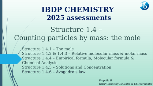 IBDP 2025 chemistry -1.4 - The Moles - Counting the mass | Teaching ...