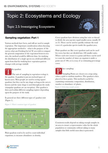 Topic 2.5: Investigating Ecosystems | Teaching Resources