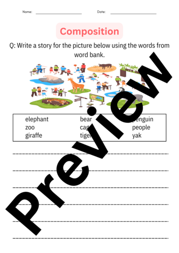 Printable Creative Writing Picture Composition Description worksheet ...