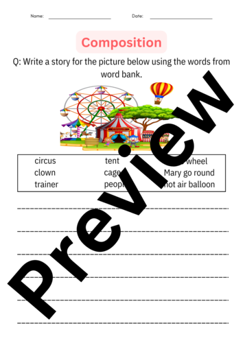 Printable Creative Writing Picture Composition Description worksheet ...