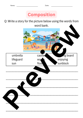 Printable Creative Writing Picture Composition Description worksheet ...