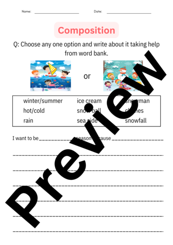 Printable Creative Writing Picture Composition Description worksheet ...