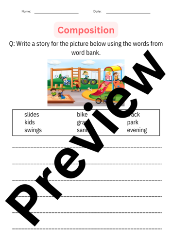 Printable Creative Writing Picture Composition Description worksheet ...
