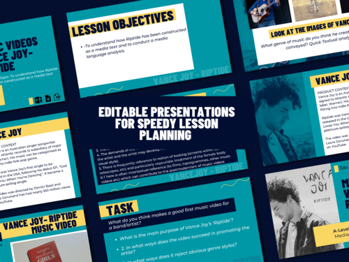 A-Level Media | Music Videos - Vancejoy Riptide | Teaching Resources