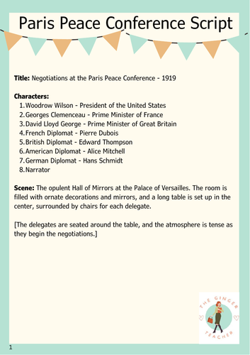 Paris Peace Conference Script | Teaching Resources