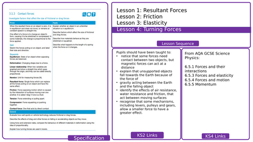 AQA KS3 Contact Forces – Turning Forces | Teaching Resources