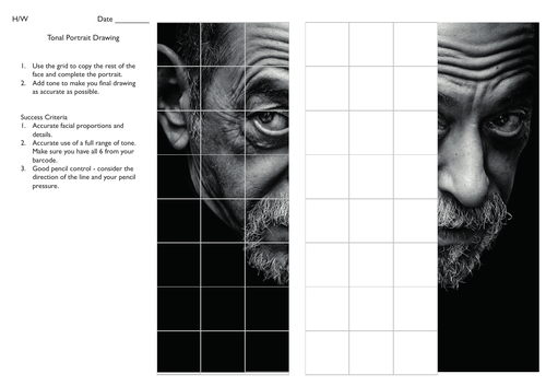 Portraiture: Tonal drawing sheets (2 options) | Teaching Resources