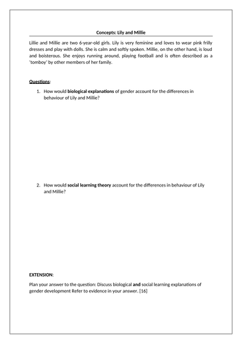 SOCIAL LEARNING EXPLANATION OF GENDER DEVELOPMENT [A-Level Psychology ...