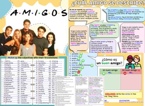'Friends' KS4 Spanish Personal Descriptions - lesson/ cover/ homework ...