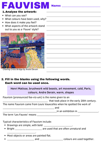 Fauvism cover lesson | Teaching Resources