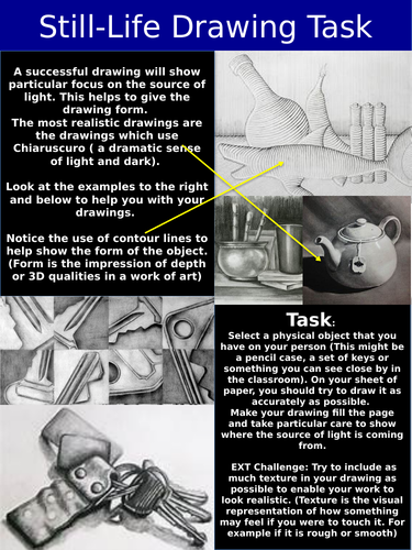 Still life drawing task | Teaching Resources
