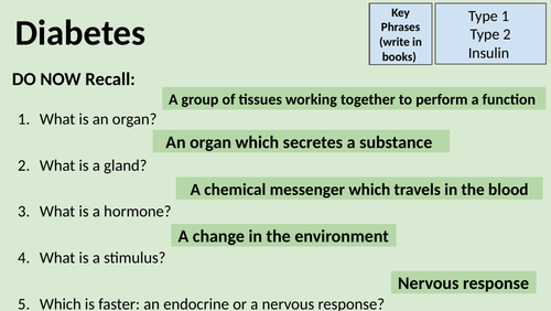 AQA GCSE Biology B5 Diabetes | Teaching Resources