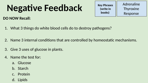 AQA GCSE Biology B5 Negative feedback | Teaching Resources