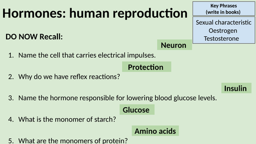 AQA GCSE Biology B5 human reproduction (hormones) | Teaching Resources
