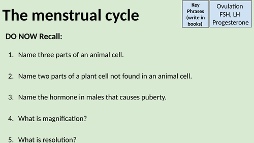 Aqa Gcse Biology B5 Menstrual Cycle Teaching Resources
