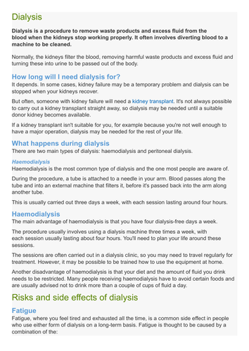 AQA GCSE Biology B5 Treating Kidney Failure | Teaching Resources