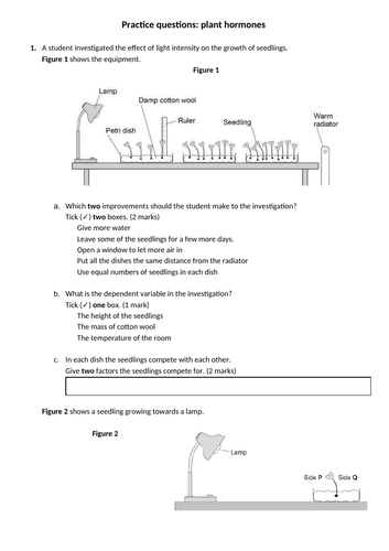 AQA GCSE Biology B5 Uses of plant hormones RP | Teaching Resources