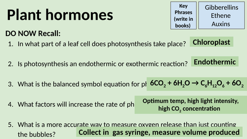 AQA GCSE Biology B5 Uses of plant hormones RP | Teaching Resources