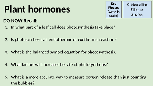 AQA GCSE Biology B5 Uses of plant hormones RP | Teaching Resources