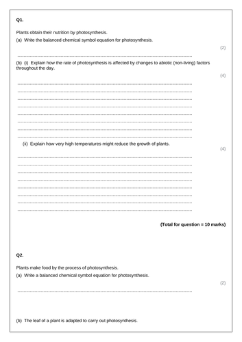 CIE 13.1 Photosynthesis: Overall Reaction | Teaching Resources