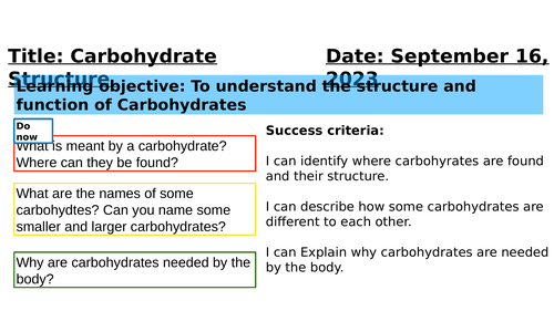 Carbohydrate Structure | Teaching Resources
