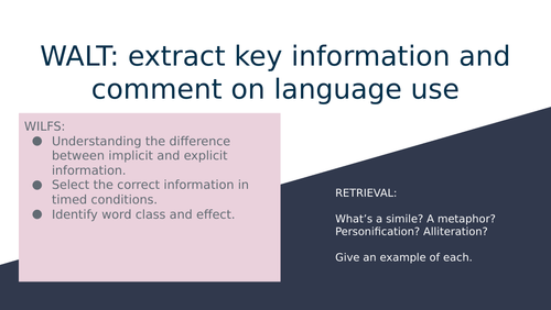 English Language Component 1 SOW | Teaching Resources