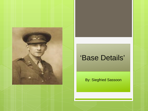 'Base Details' by Seigfried Sassoon | Teaching Resources