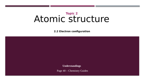 Topic 2 : Atomic structure (IB) | Teaching Resources Topic 2 : Atomic structure (IB) | Teaching Resources