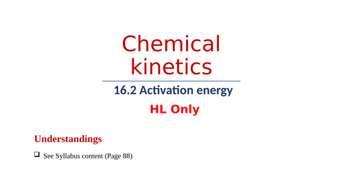 Topic 6 : Chemical kinetics (IB) | Teaching Resources