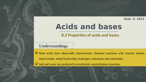 Topic 8 : Acids and bases (IB) | Teaching Resources