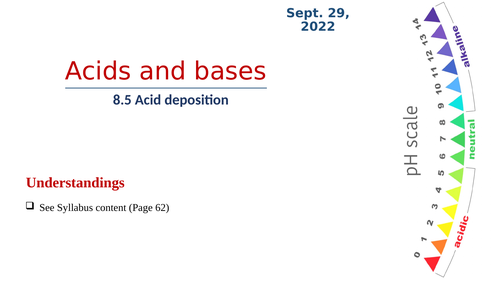 Topic 8 : Acids and bases (IB) | Teaching Resources