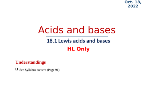 Topic 8 : Acids and bases (IB) | Teaching Resources