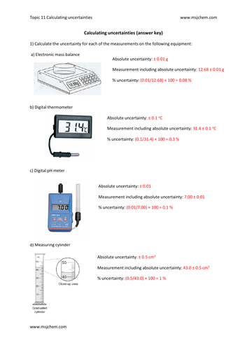 Topic 11 : Measurement and data processing (IB) | Teaching Resources