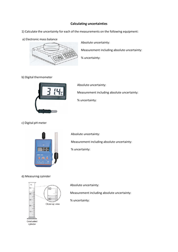 Topic 11 : Measurement and data processing (IB) | Teaching Resources