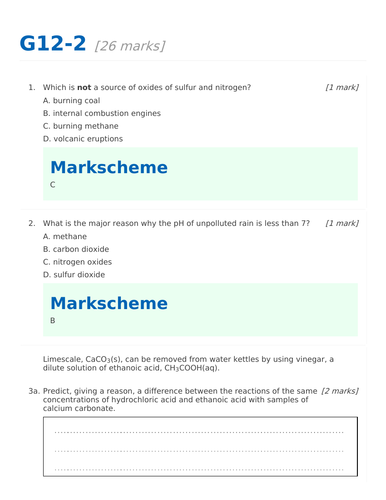 All the worksheets for IB chemistry topic 1 to 11 | Teaching Resources