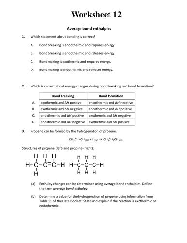All the worksheets for IB chemistry topic 1 to 11 | Teaching Resources