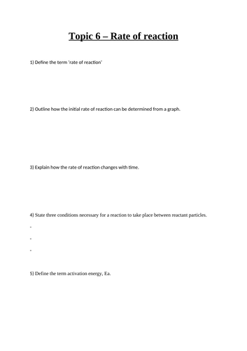 All the worksheets for IB chemistry topic 1 to 11 | Teaching Resources