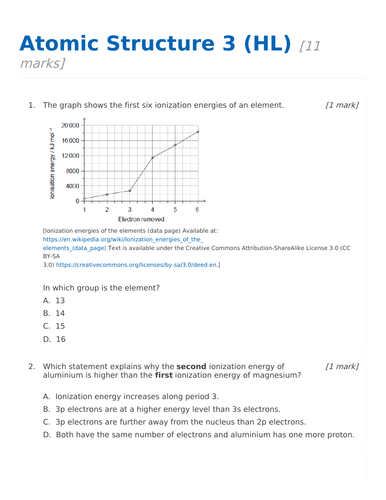 All the worksheets for IB chemistry topic 1 to 11 | Teaching Resources