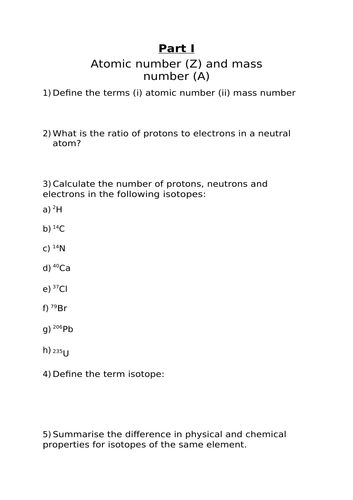 All the worksheets for IB chemistry topic 1 to 11 | Teaching Resources