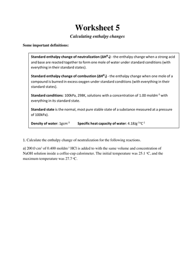 All the worksheets for IB chemistry topic 1 to 11 | Teaching Resources