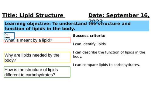 Lipid Structure | Teaching Resources