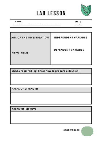 Lab work reflection - Biology/Chemistry/Physics | Teaching Resources