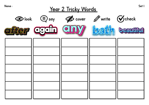 Spelling sheets- Year 2 Tricky words/ common exception words | Teaching ...