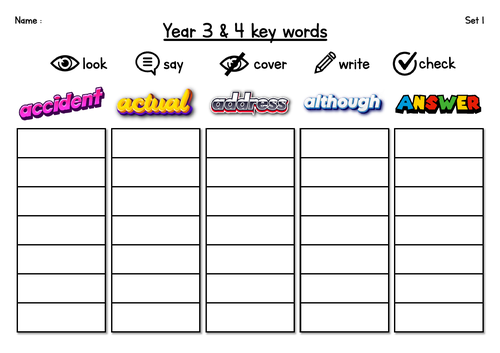 Spelling sheets- Year 3 & 4 statutory words practice sheets | Teaching ...